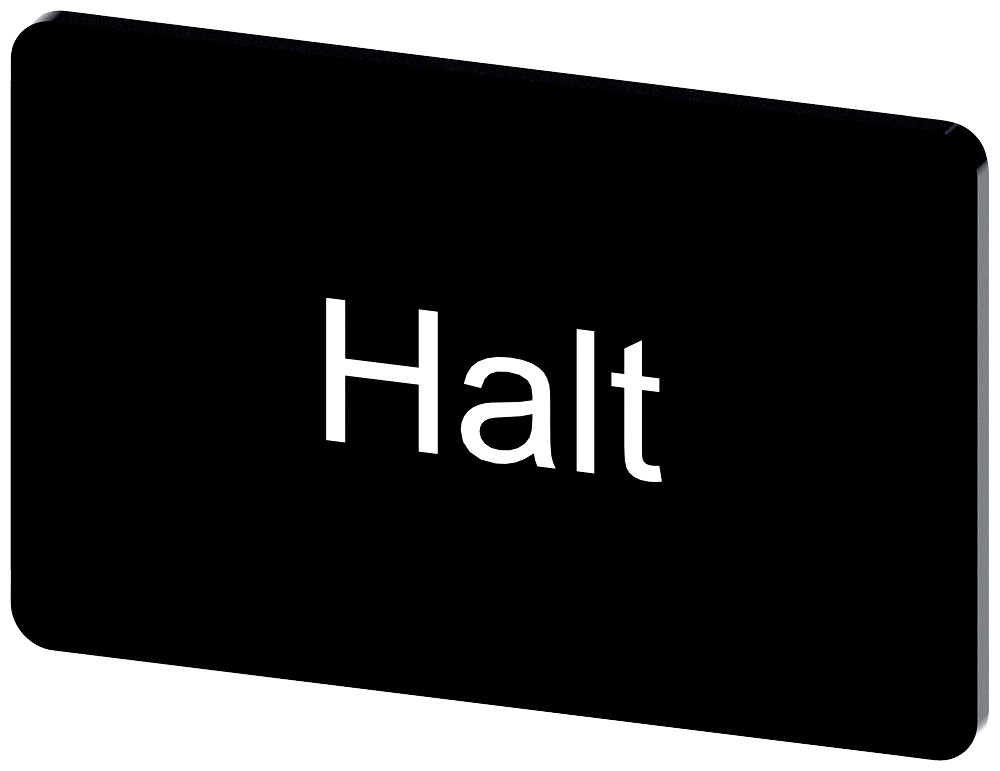 Siemens Opschriftplaatje 17,5 X 27 MM, plaatje zwart, opschrift: halt ...